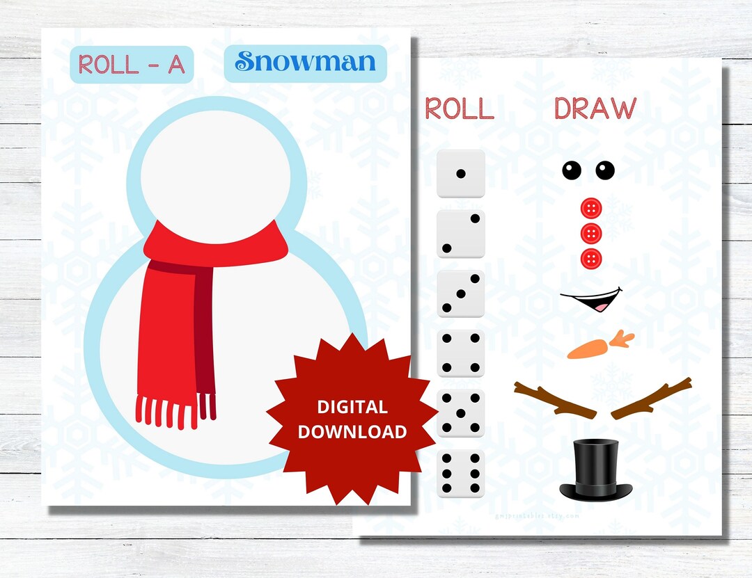Roll A Snowman Dice Game Christmas Dice Game Family - Etsy New Zealand