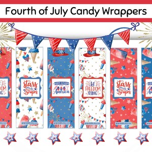 Fourth of July Candy Bar Wrapper, DIY Candy Bar Labels, Printable ...