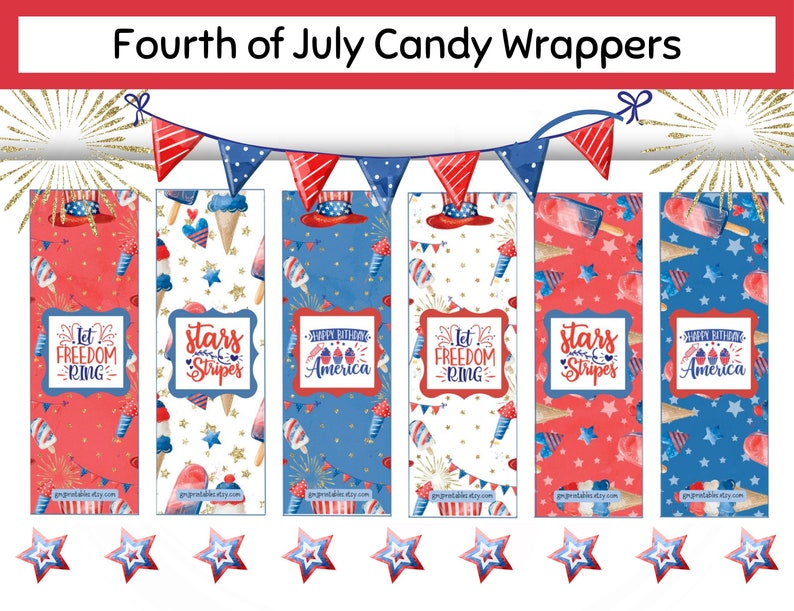 Fourth of July Candy Bar Wrapper DIY Candy Bar Labels - Etsy