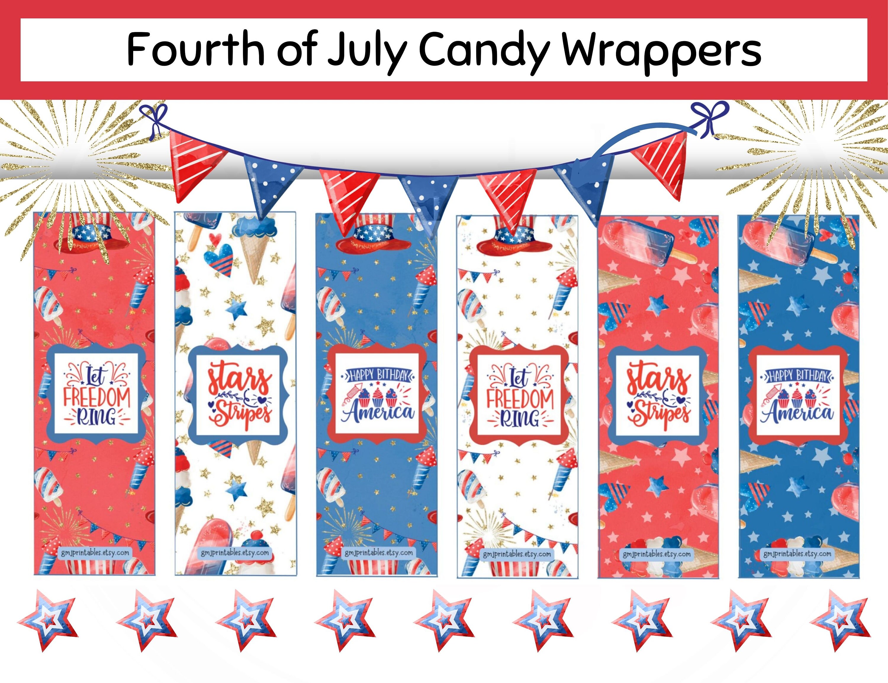 Fourth of July Candy Bar Wrapper DIY Candy Bar Labels - Etsy