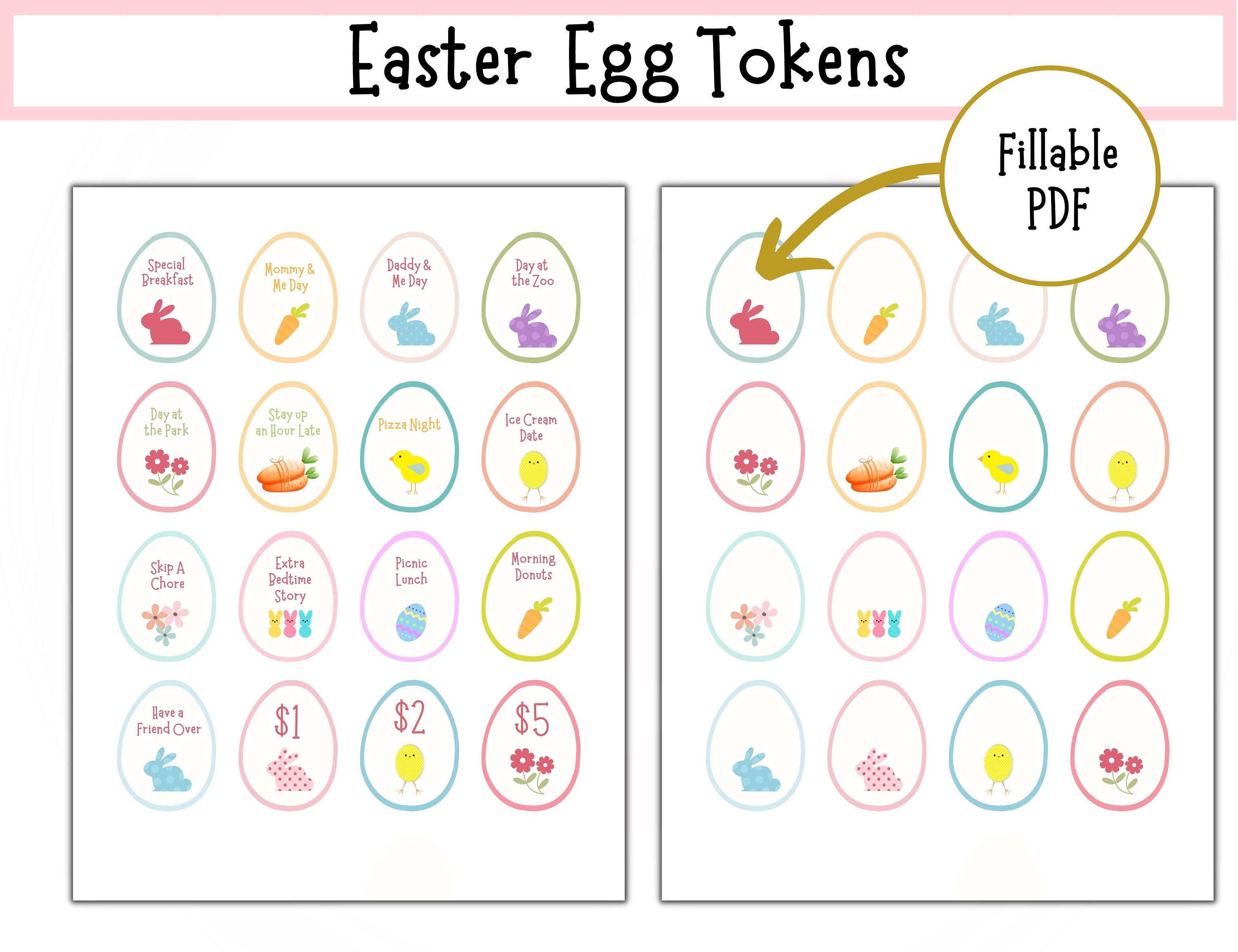 Easter Egg Tokens, Printable Easter Reward Token, Easter Basket ...