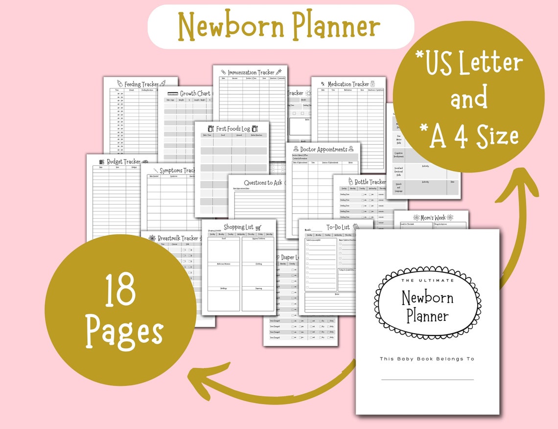 Newborn Infant Planner, Newborn Tracker, Baby Daily Log, New Baby Gift ...