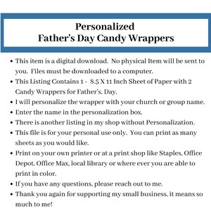 Personalized Father's Day Candy Bar Wrapper, DIY Candy Bar Labels, Gift ...