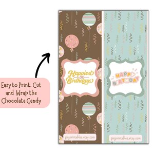Happy Birthday Candy Wrappers, DIY Chocolate Candy Labels, DIY Birthday ...