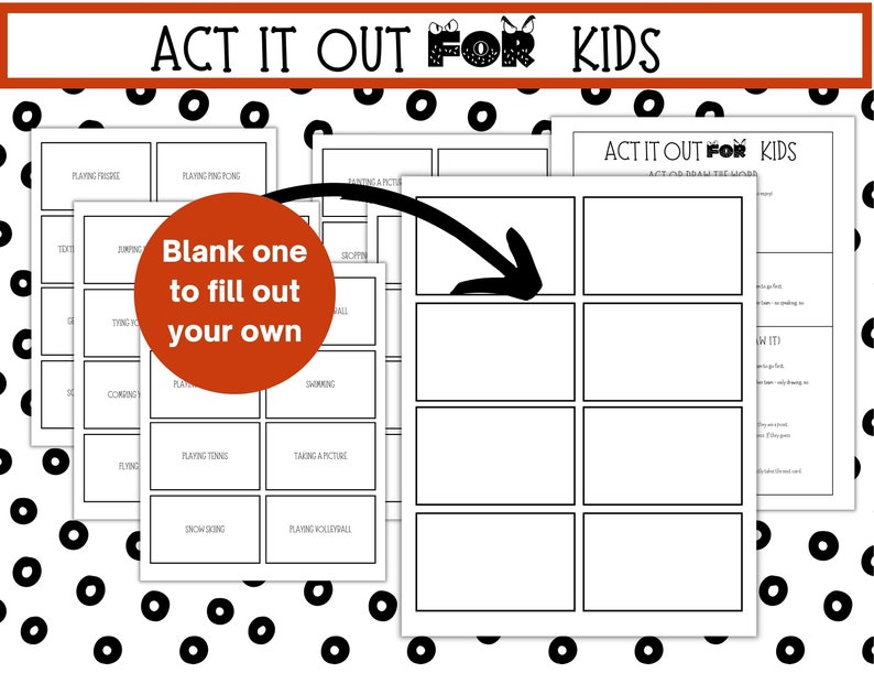 Printable Kids Party Games, Act It Out for Kids, Draw It Out Cards ...