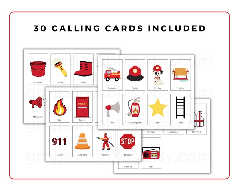 Firefighter Bingo, Printable Games for Kids, Classroom Games, Birthday ...