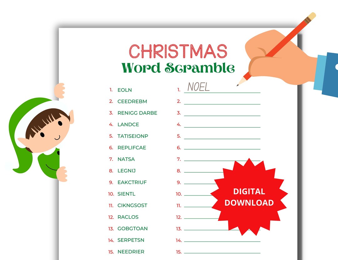 Christmas Word Scramble Game, Family and Friends Activity, Family Game ...