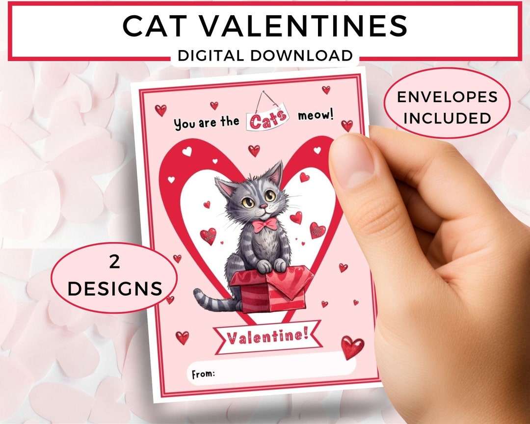 Printable Cat Valentines Day Cards - Cute Kitten Cards for Kids ...