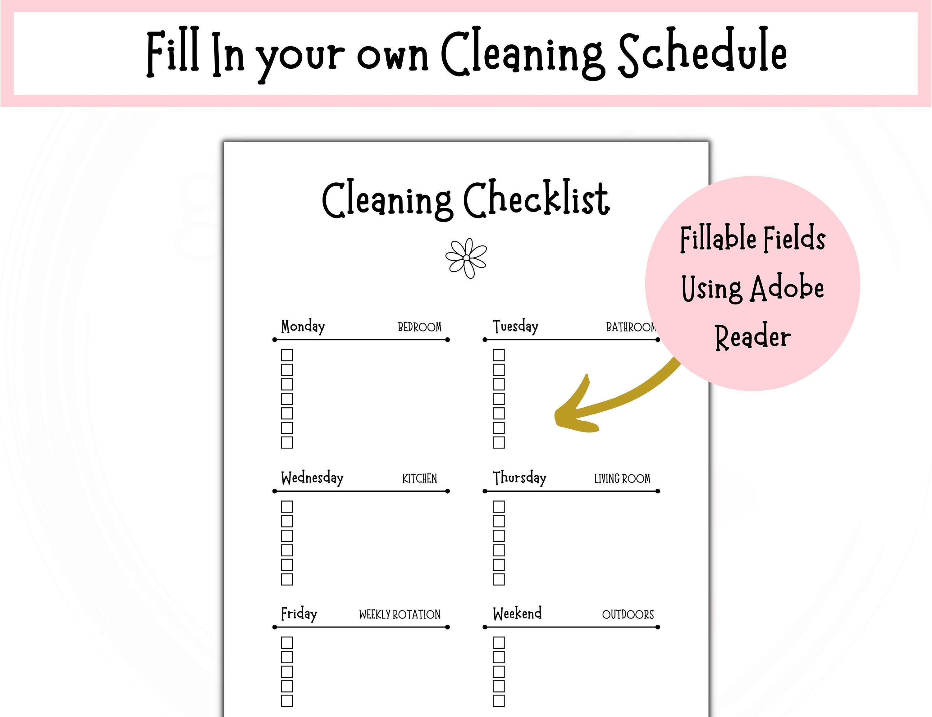 Simple Cleaning Checklist, Weekly House Chores, House Chore List ...