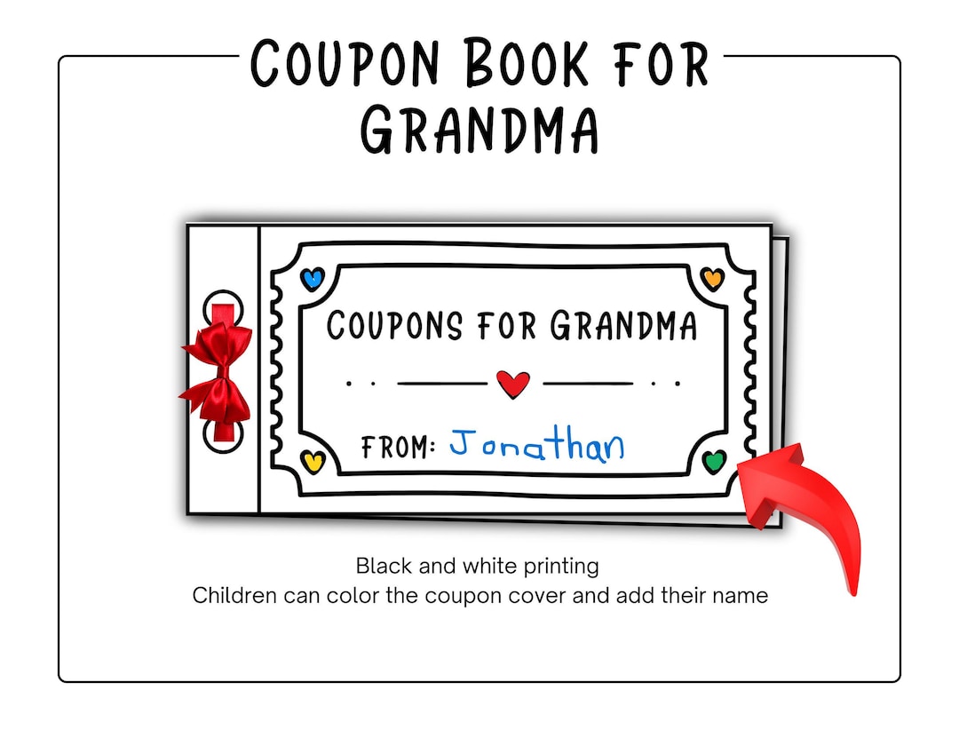 Grandma Coupon Book, Printable Grandma Gift, Mothers Day From Grandkids ...