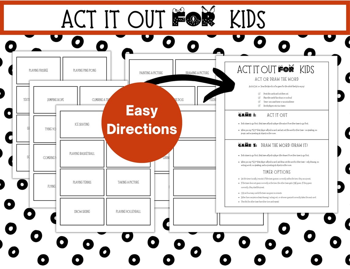 Printable Kids Party Games, Act It Out for Kids, Draw It Out Cards ...