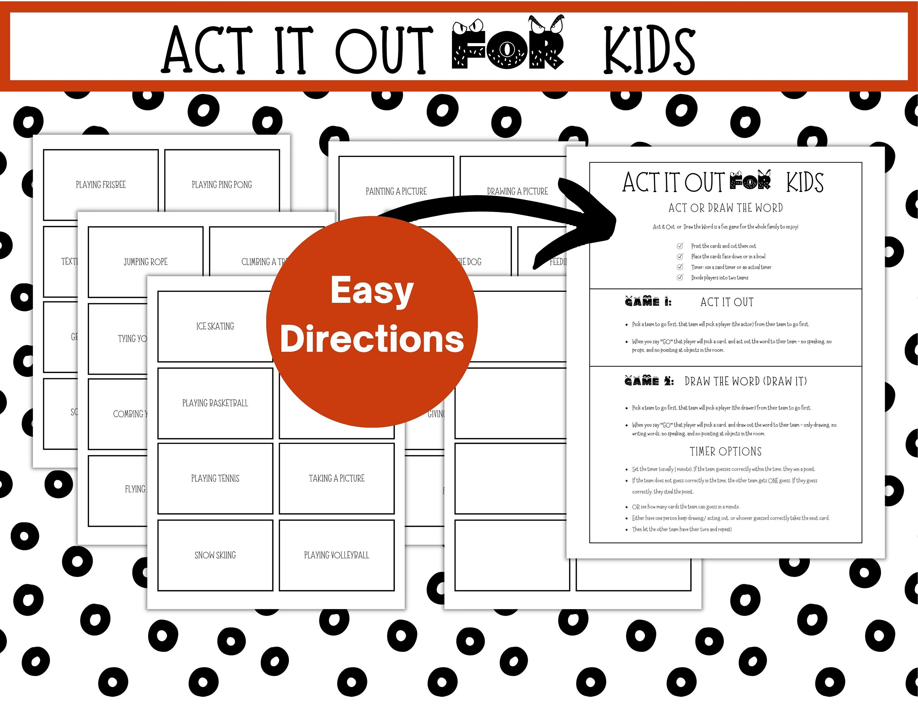 Printable Kids Party Games, Act It Out for Kids, Draw It Out Cards ...