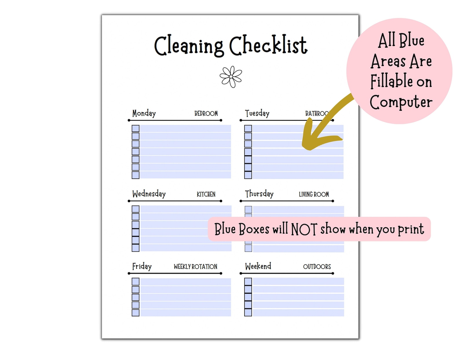 Simple Cleaning Checklist, Weekly House Chores, House Chore List ...