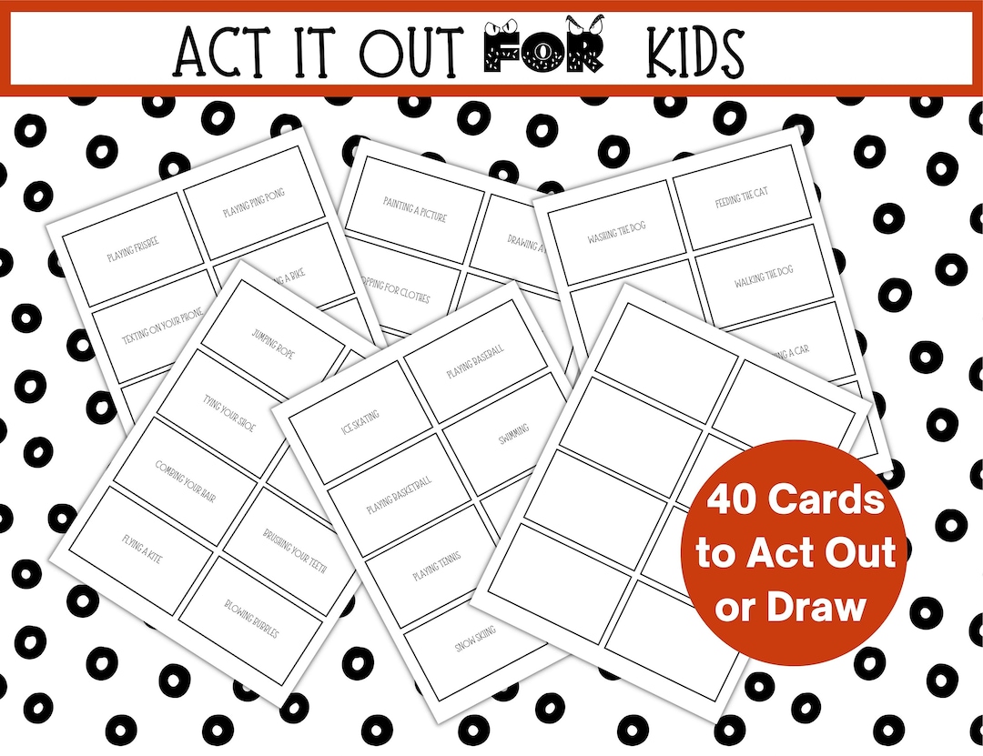 Printable Kids Party Games, Act It Out for Kids, Draw It Out Cards ...