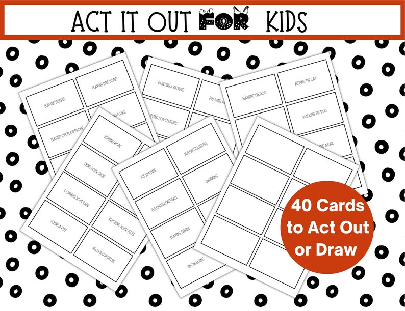 Printable Kids Party Games, Act It Out for Kids, Draw It Out Cards ...