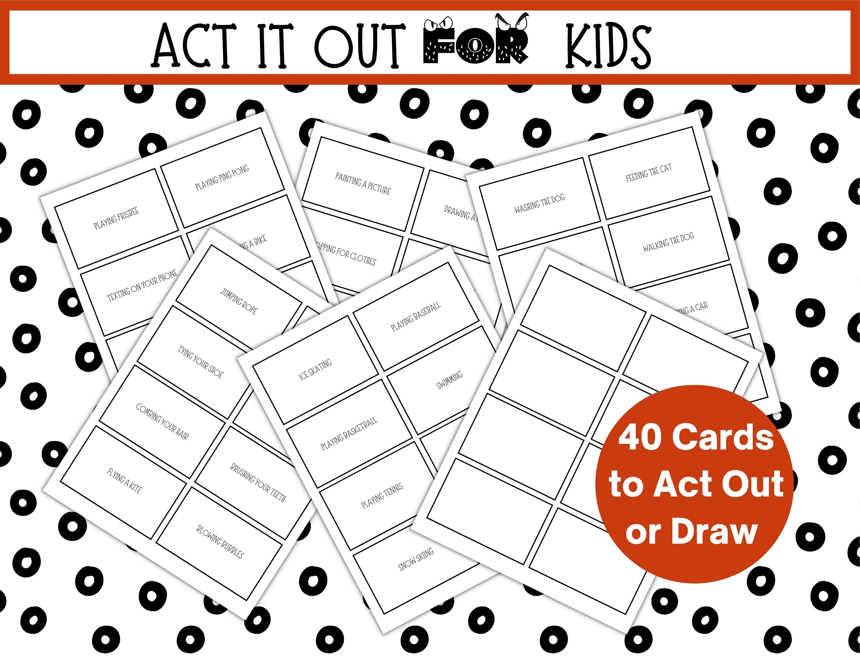 Printable Kids Party Games, Act It Out for Kids, Draw It Out Cards ...