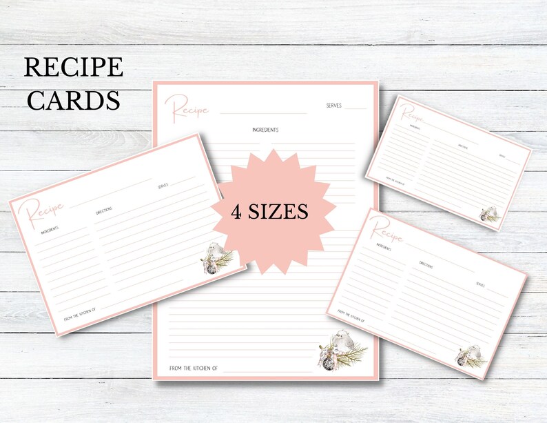Recipe Card Template Printable, Recipe Card Bundle Various Sizes ...