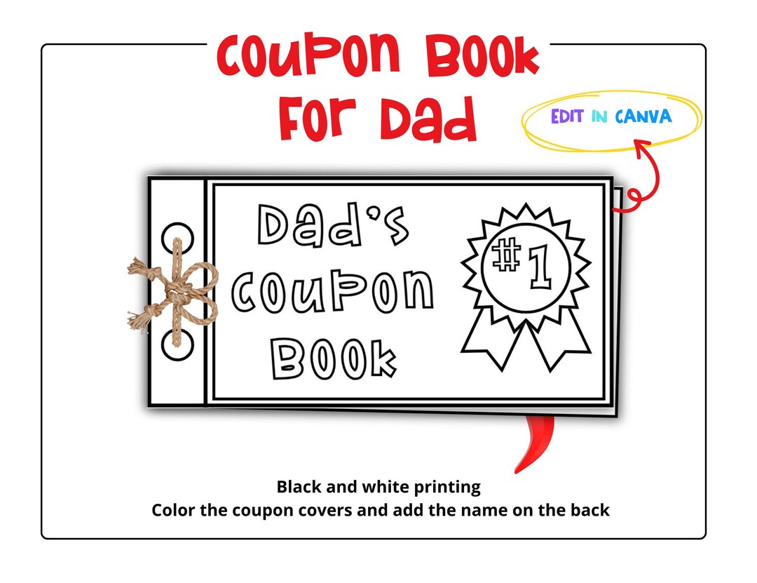 Fathers Day Coupons Book Template, Custom Love Coupon Gift for Dad ...