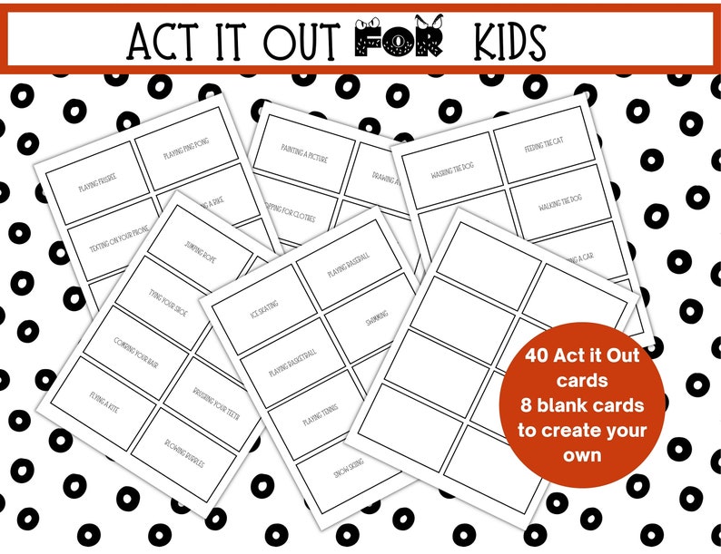 Printable Kids Party Games, Act It Out for Kids, Draw It Out Cards ...