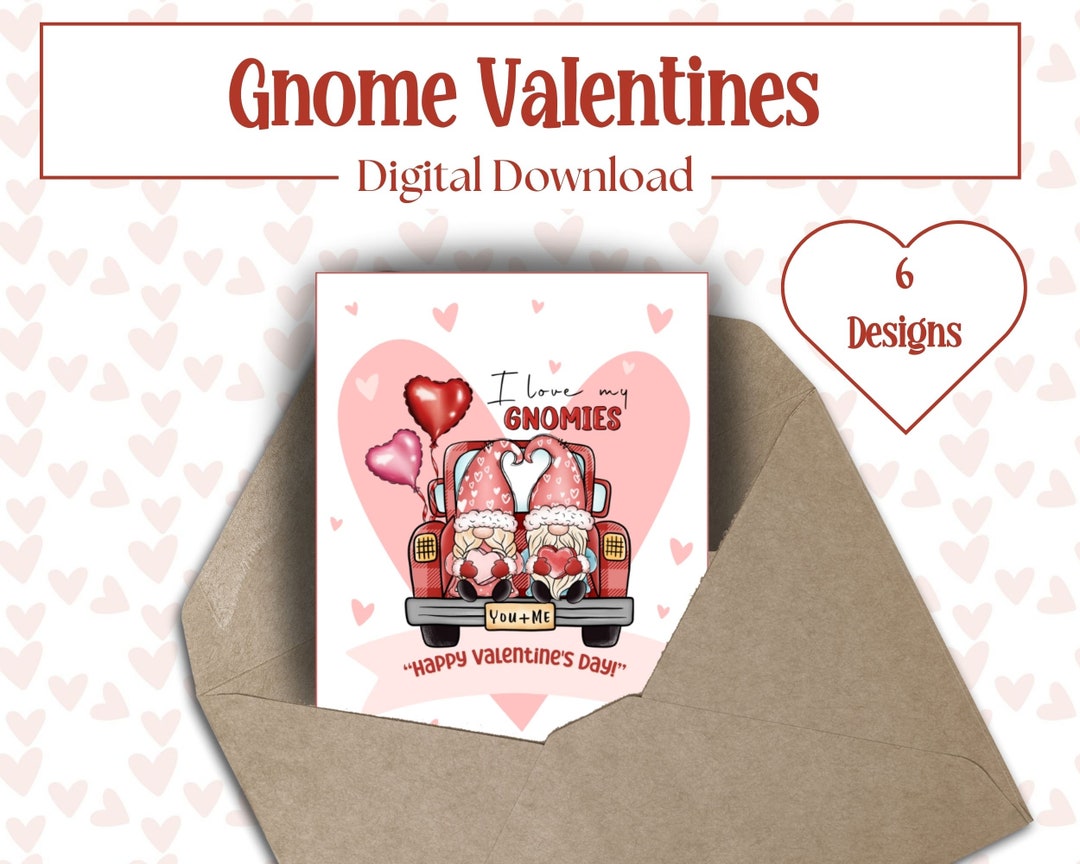 Gnome Valentines, Printable Classroom Valentines, School Valentines Day ...