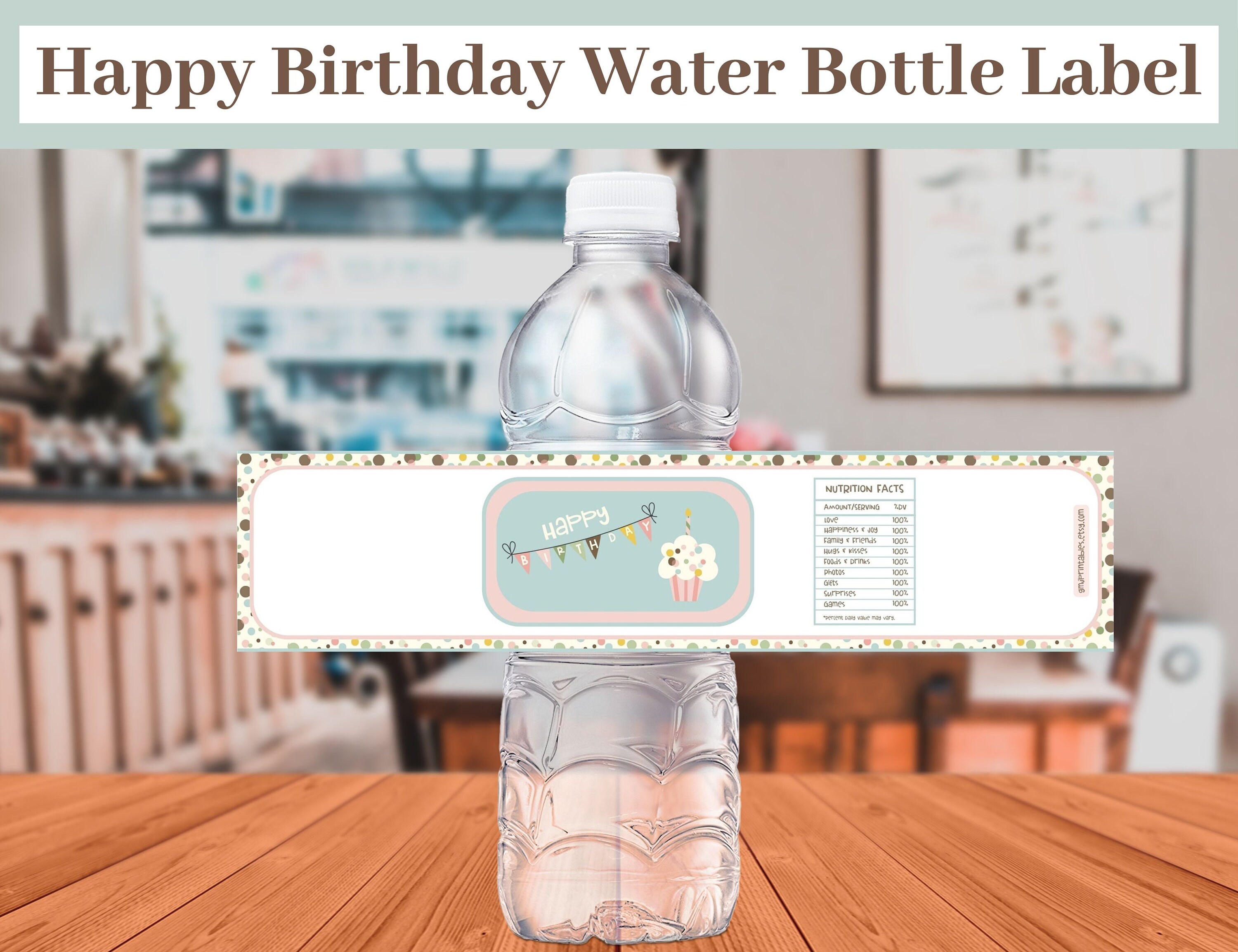 Happy Birthday Water Bottle Label Water Bottle Wrapper - Etsy
