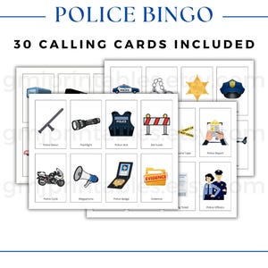 Printable Police Bingo Cards - Ideal for Birthday Parties, Seniors ...