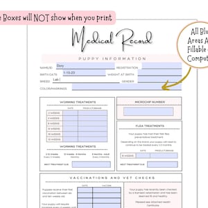 Fillable Breeder Puppy Pack, Puppy Medical Record, New Puppy Forms, Dog ...