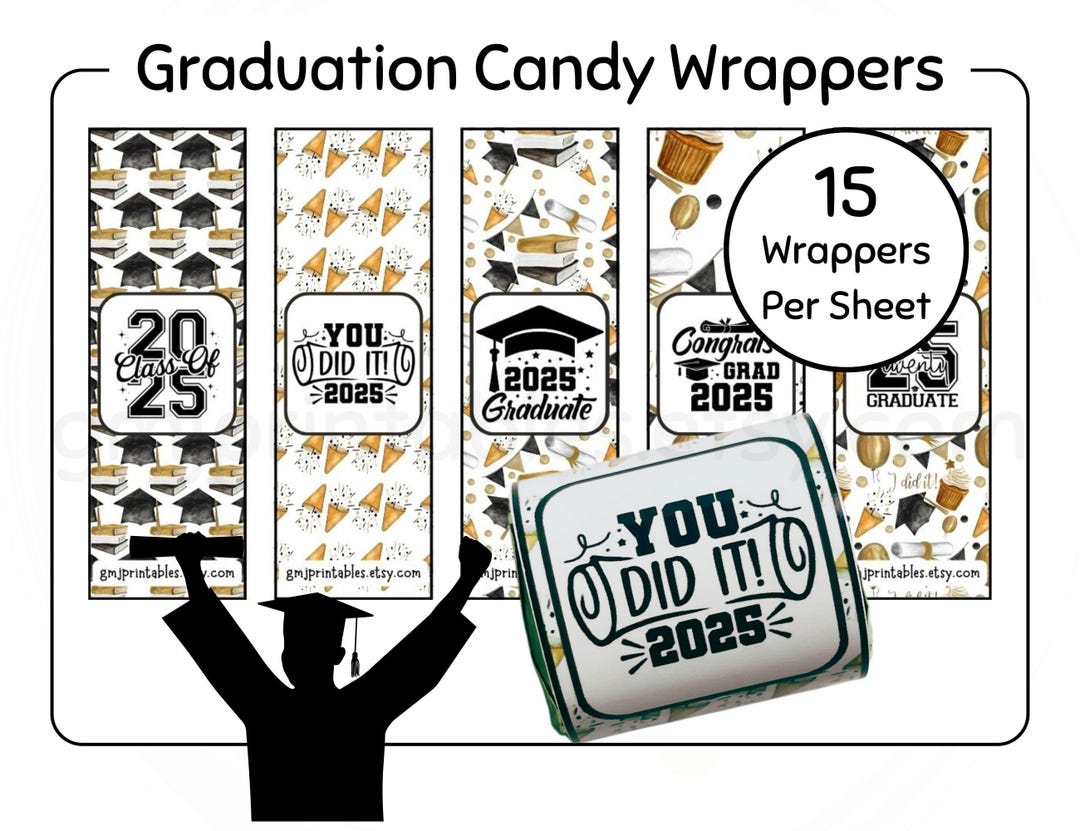 Graduation Candy Bar Wrappers, 2025 Party Favors, Printable Nugget ...