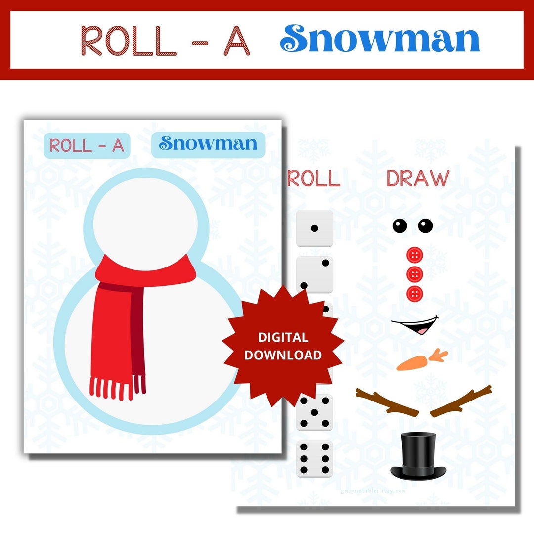 Roll A Snowman Dice Game, Christmas Dice Game, Family Activity, Kids ...