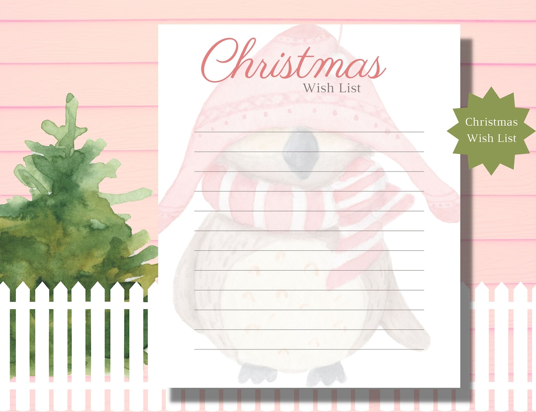 Kids Christmas Gift List Printable, Holiday Wish List, Letter to Santa ...