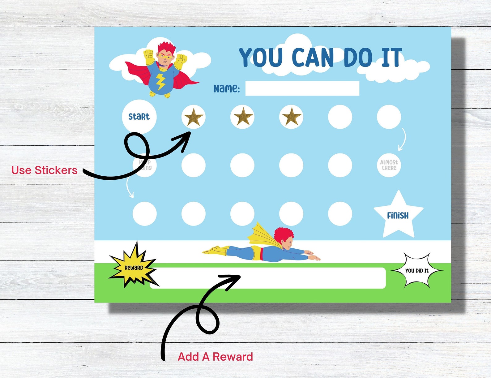 Reward Chart for Boys, You Can Do It Printable Daily Chore Chart ...