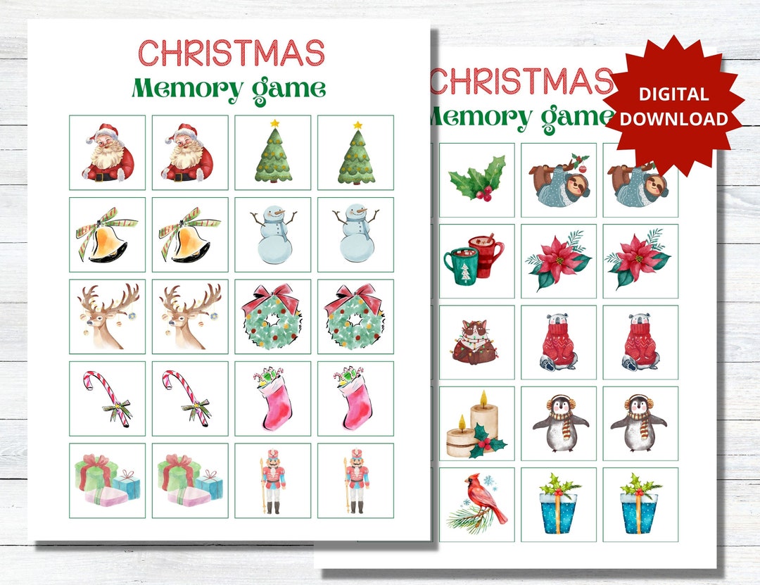 Christmas Memory Game, Preschool Christmas Activity, Family Memory ...