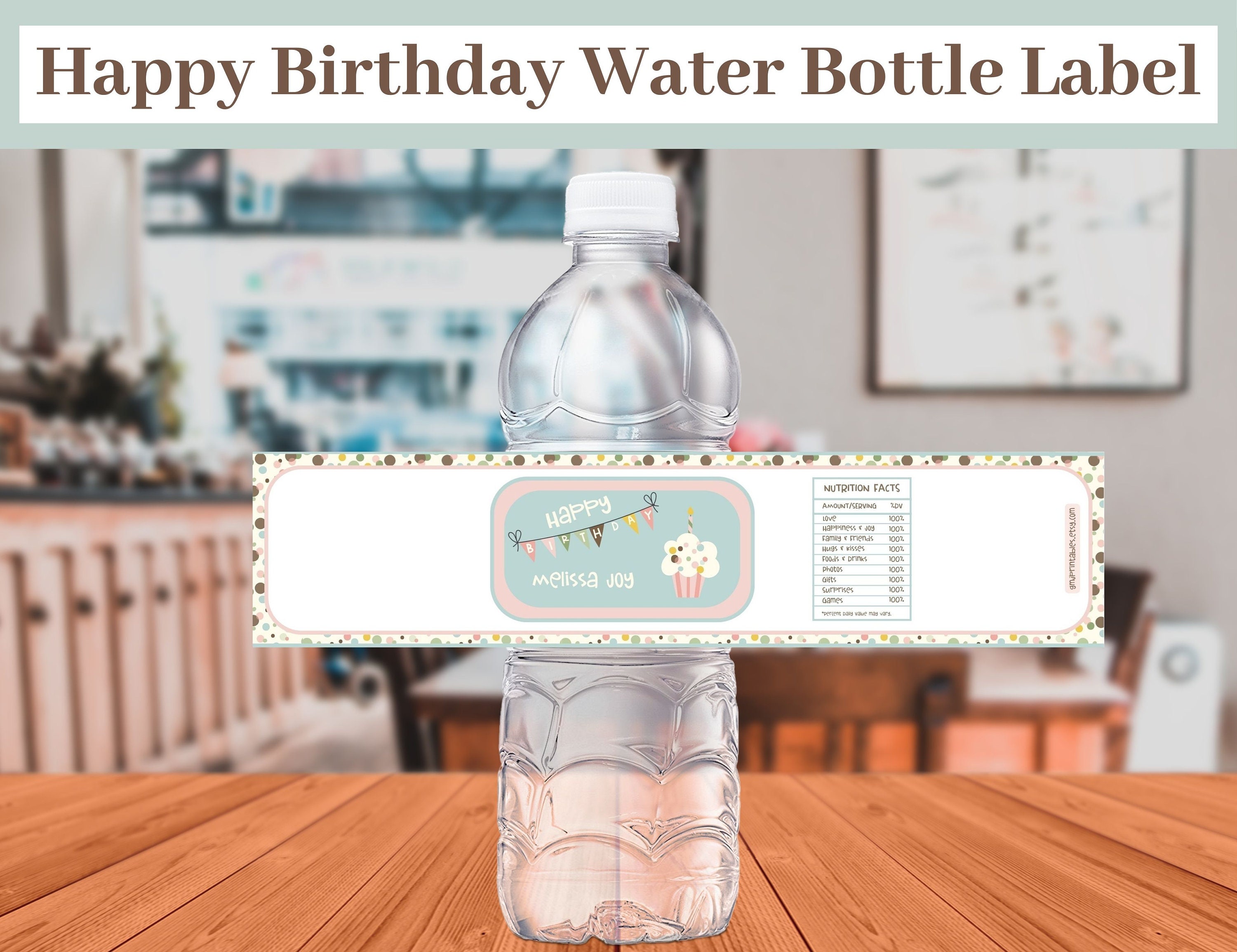 Happy Birthday Water Bottle Label Water Bottle Wrapper - Etsy