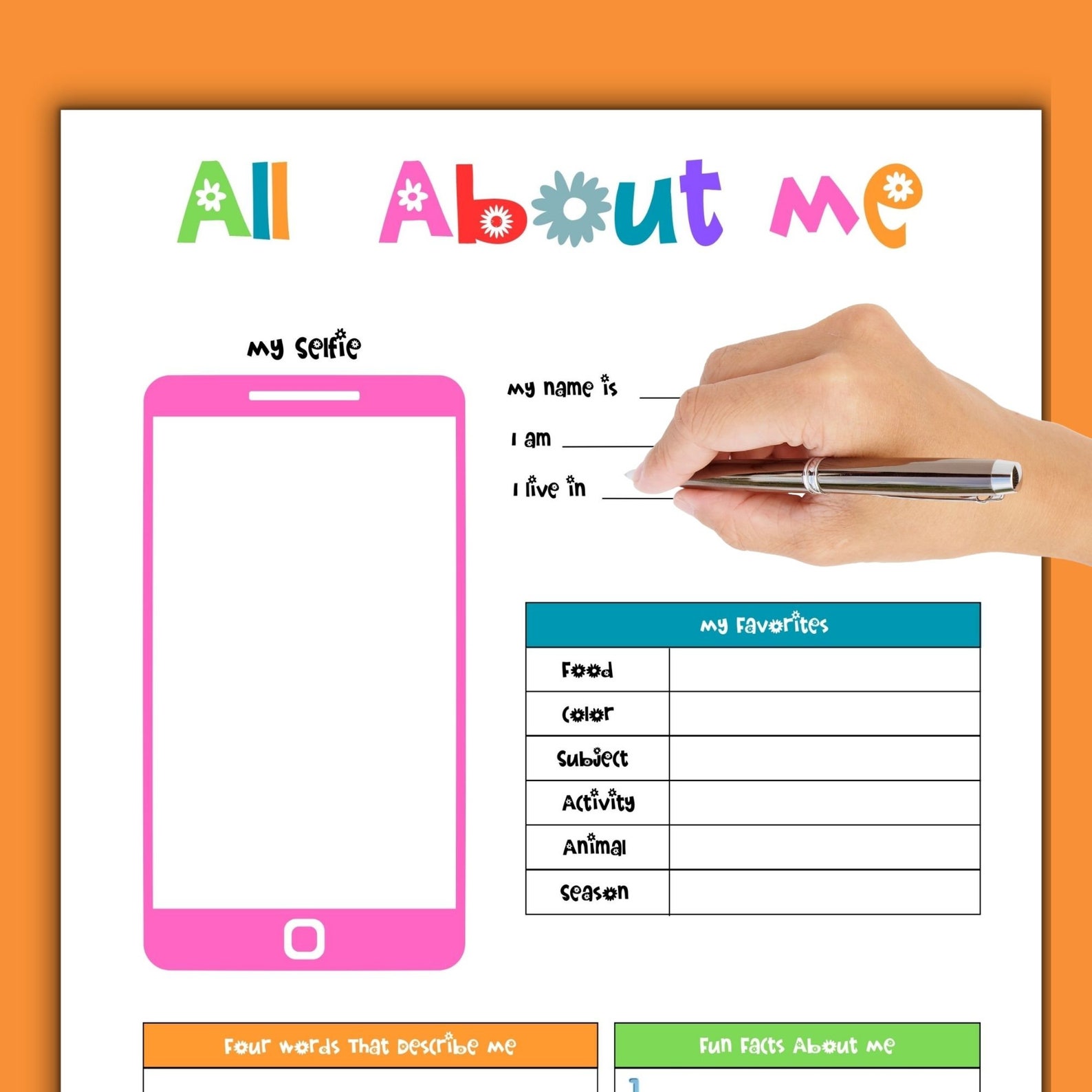 All About Me Printable, Back to School, First Day of School Activity ...