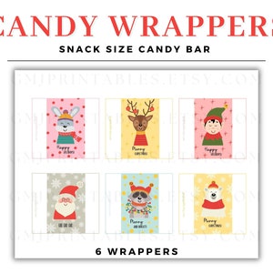 Holiday Snack Size Candy Bar Wrappers, Printable Candy Labels ...