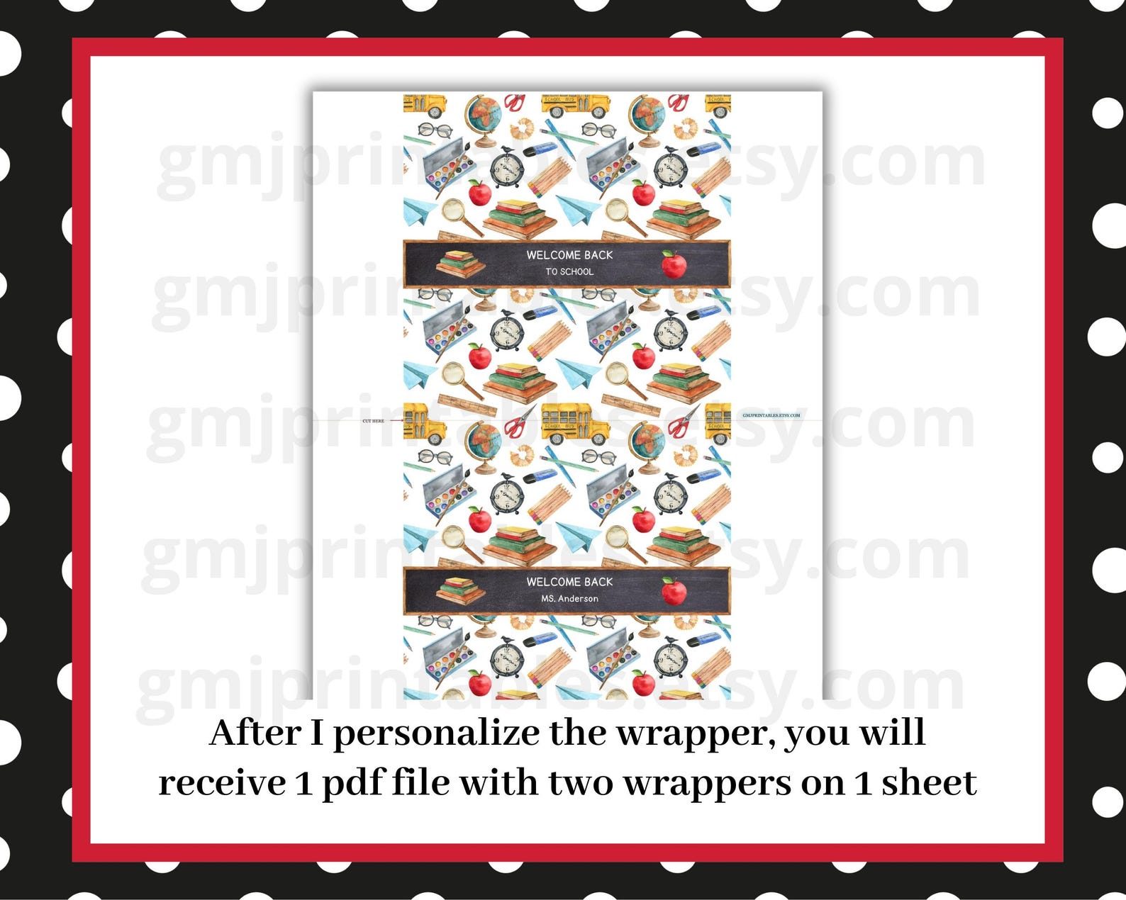 Personalized Candy Wrapper, Back to School Candy Bar Label, Printable ...