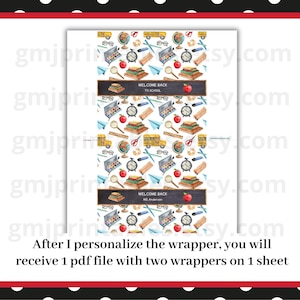 Personalized Candy Wrapper, Back to School Candy Bar Label, Printable ...
