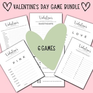 Valentines Day Game Bundle, Printable Family Games, Valentine Games for ...