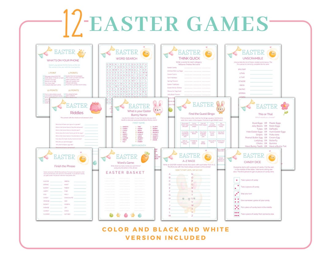 Easter Game Bundle, Festive Fun for Teens, Seniors and Families, Family ...