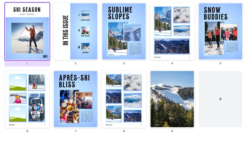 Ski Trip Photo Magazine Template, Canva Digital Download, Trip Magazine ...
