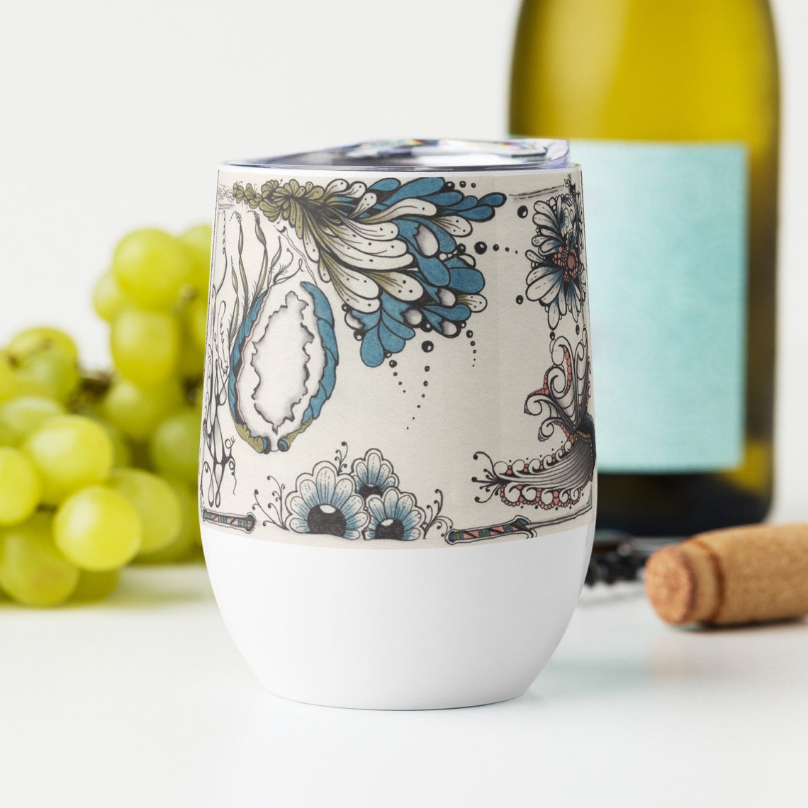 12 Oz Wine Tumbler, Original Art, Wine, Barware, Gift for Him/her ...