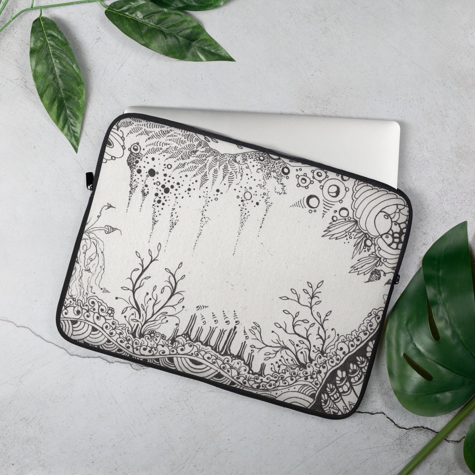 Computer Sleeve 'black and White' Art Pattern Laptop Original Art ...