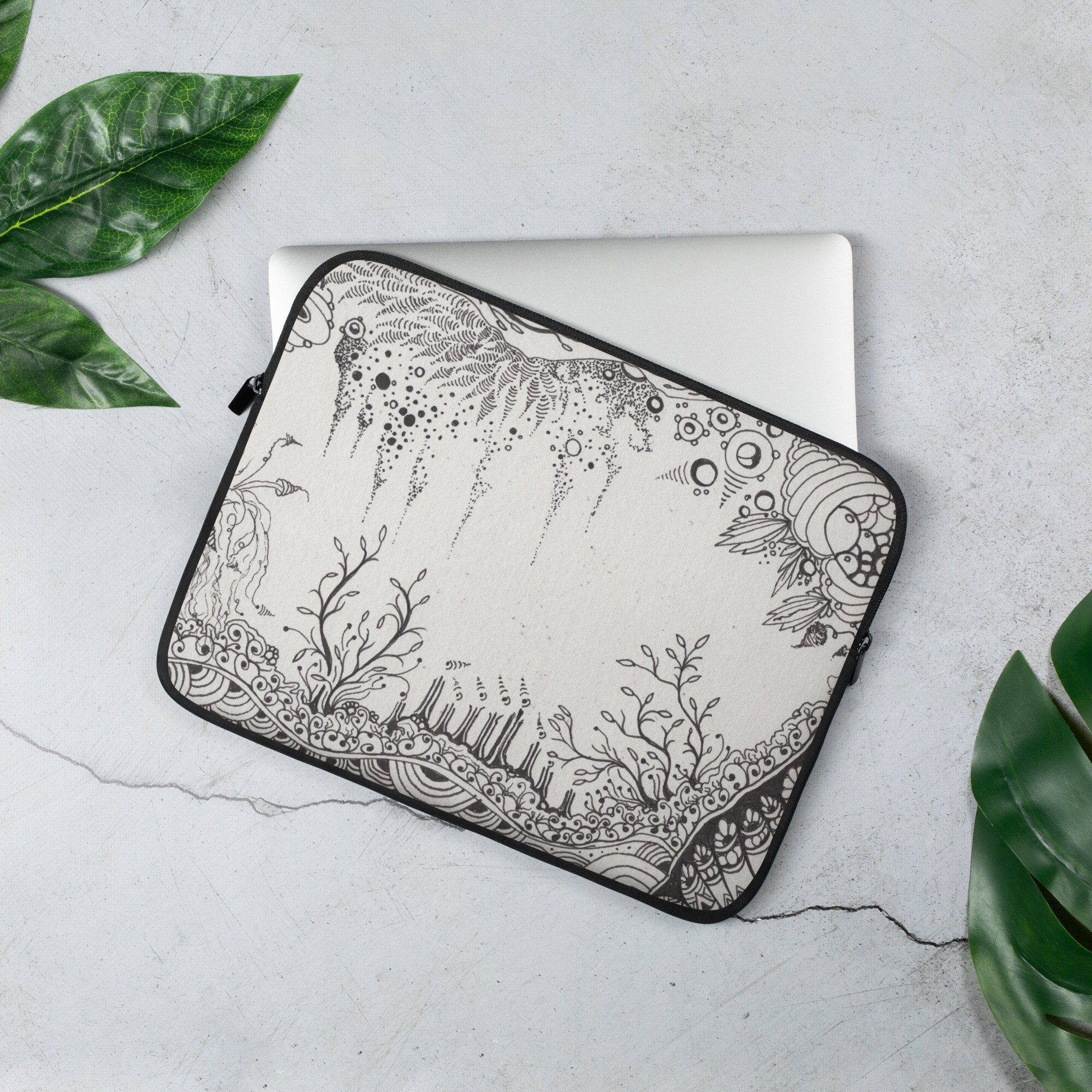 Computer Sleeve 'black and White' Art Pattern Laptop Original Art ...