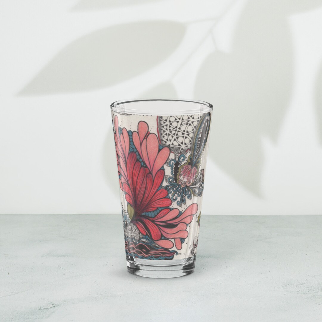 16 Oz Pint Glass, Original Art, Beer Glass, Barware, Gift for Him/her ...