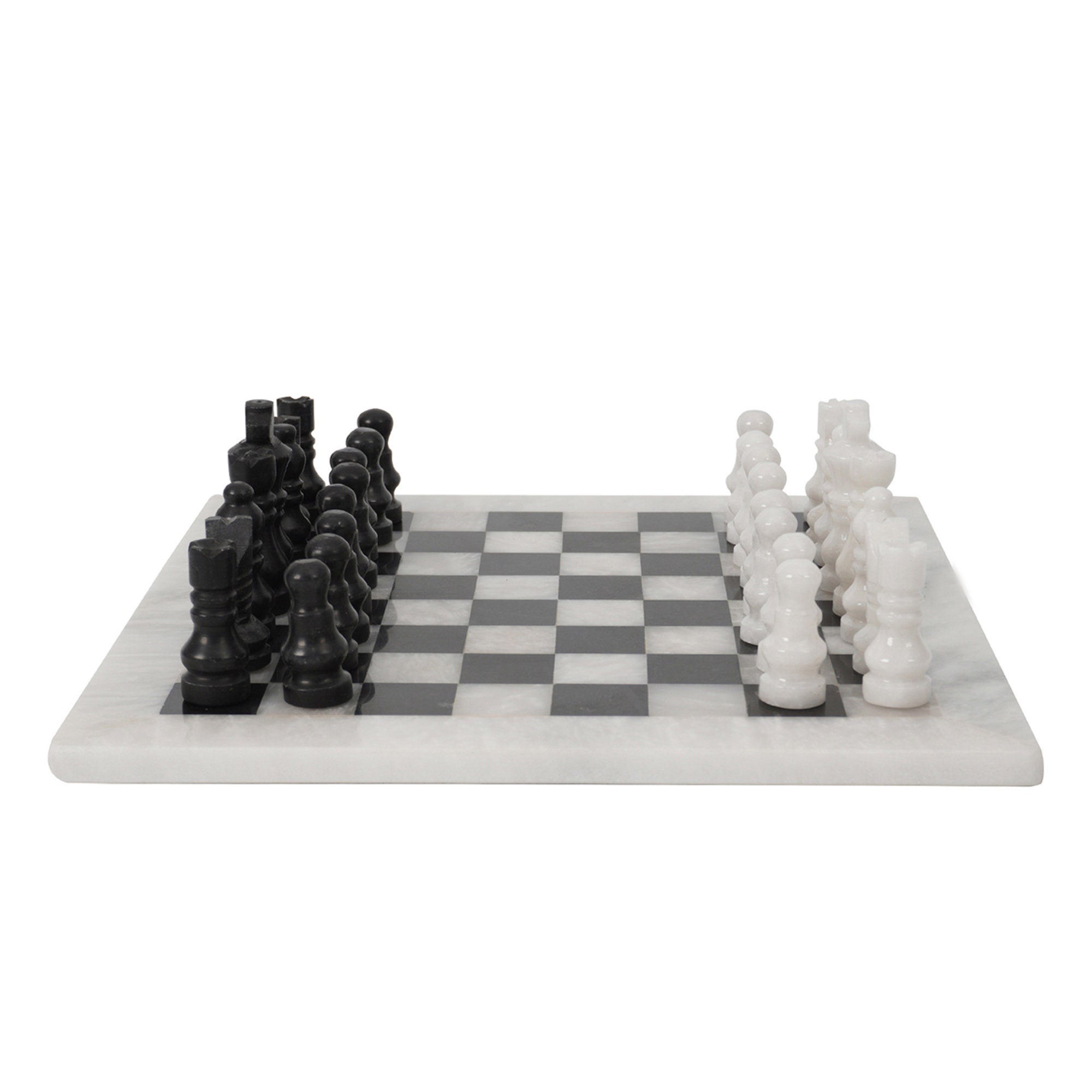 White and Black 30 CM Full Marble Chess Board Game Set Staunton Marble ...