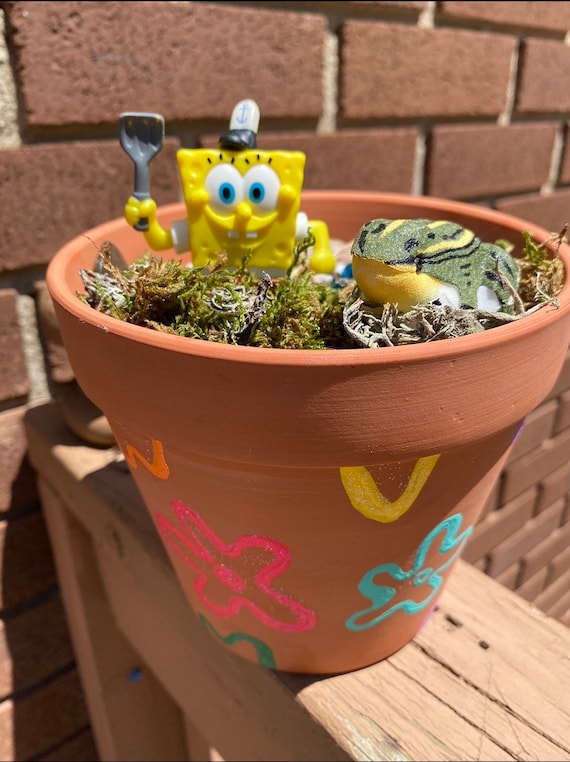 Spongebob Planter fake Plants - Etsy
