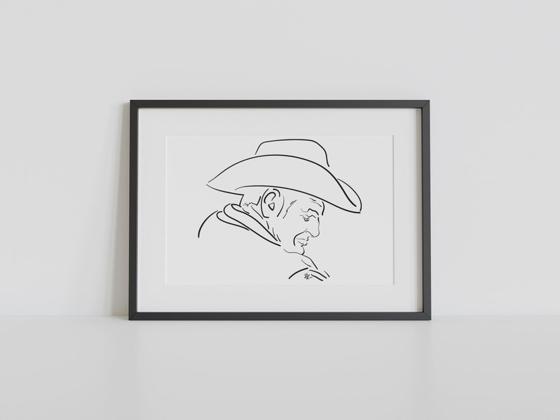 Lines of Life Collection. Hand Traced Cowboy Line Art Printable. - Etsy
