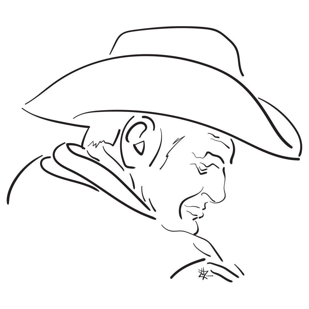 Lines of Life Collection. Hand Traced Cowboy Line Art Printable. - Etsy