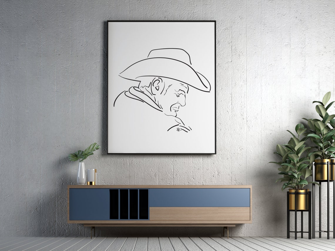 Lines of Life Collection. Hand Traced Cowboy Line Art Printable. - Etsy