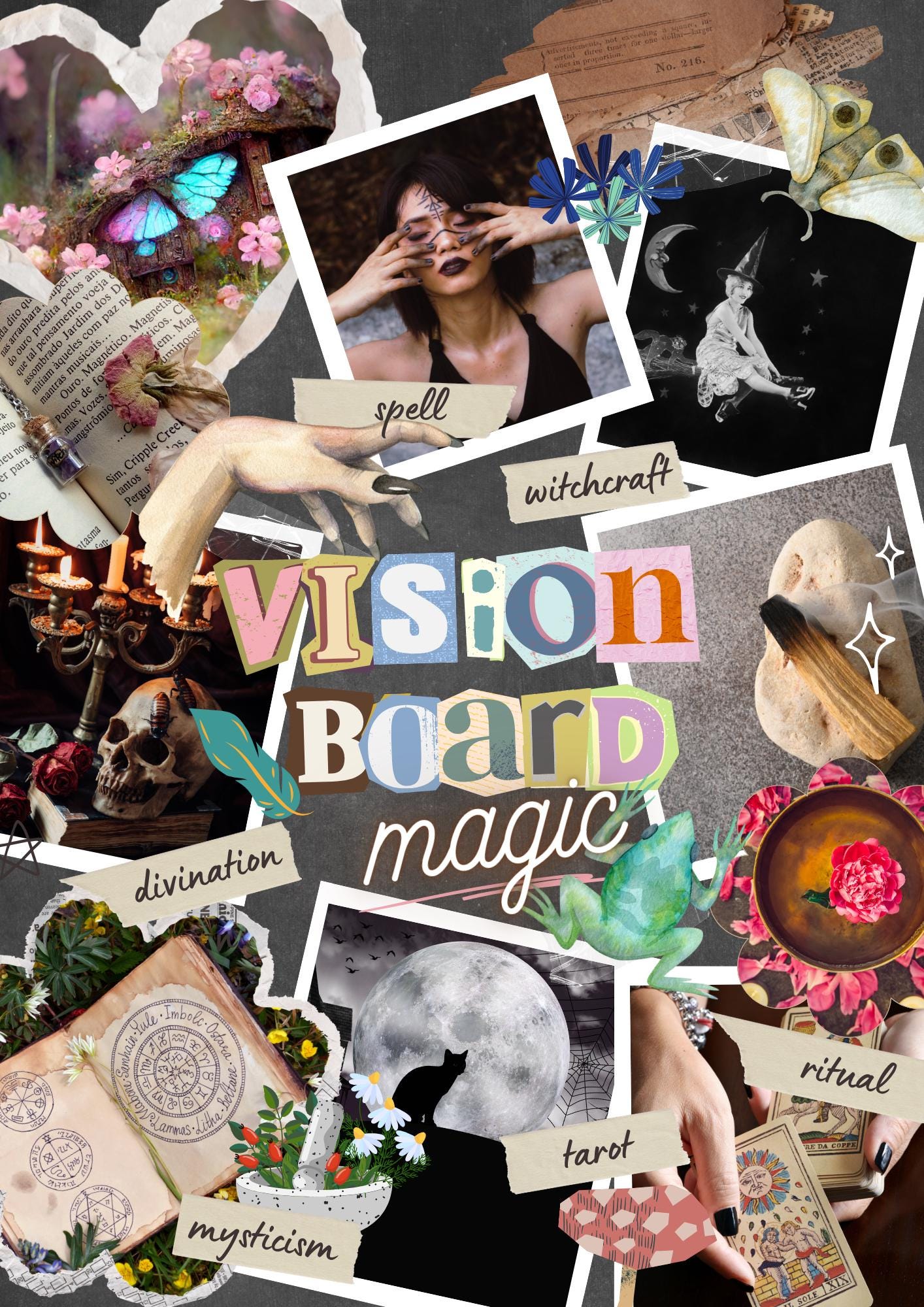 Magical Vision Board: Witchy, Spiritual, Vintage, Mystical, Witchcraft ...